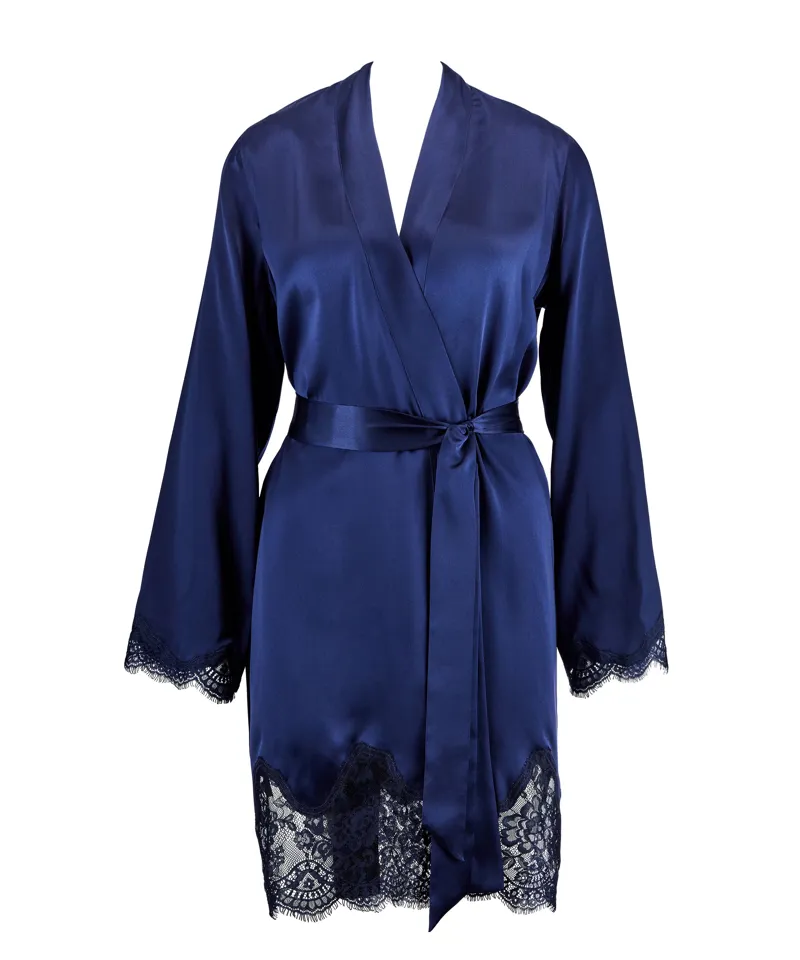 Aubade Mon Amour Silk Kimono in Marine